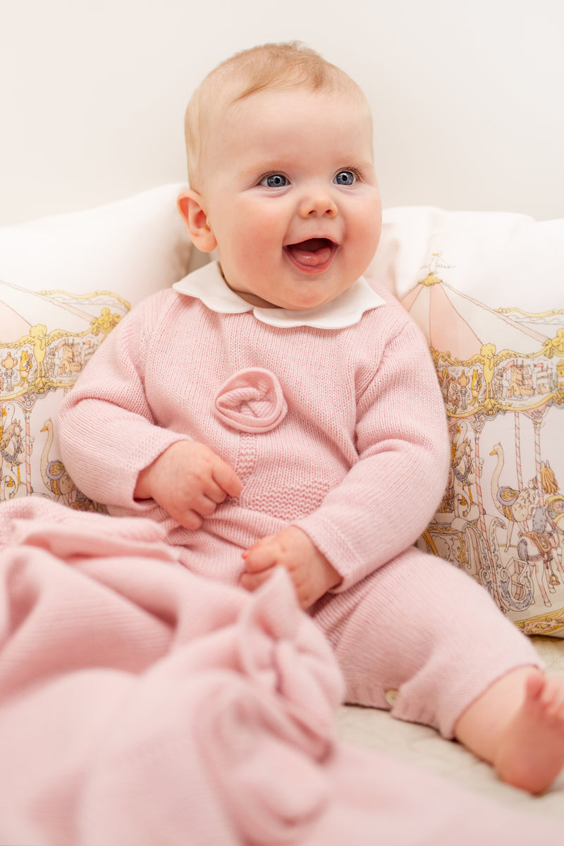 Wool Cashmere Pink Rose Babysuit – Emmerson